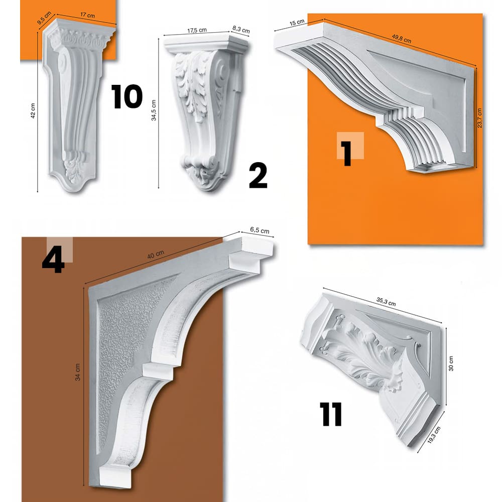 Ménsula decorativa de escayola grande, estilo clásico para interiores